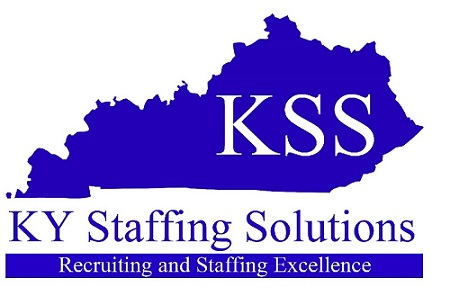 Logo of KSS Staffing Solutions with a blue map and text. - KY Staffing ...